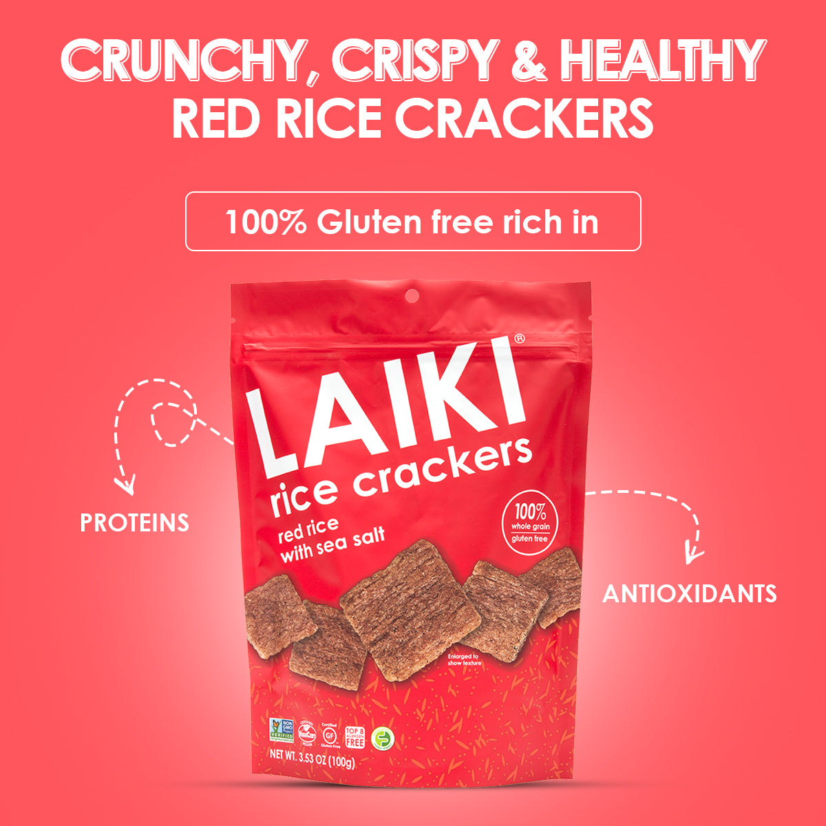 Red Rice Crackers – LAIKI Crackers